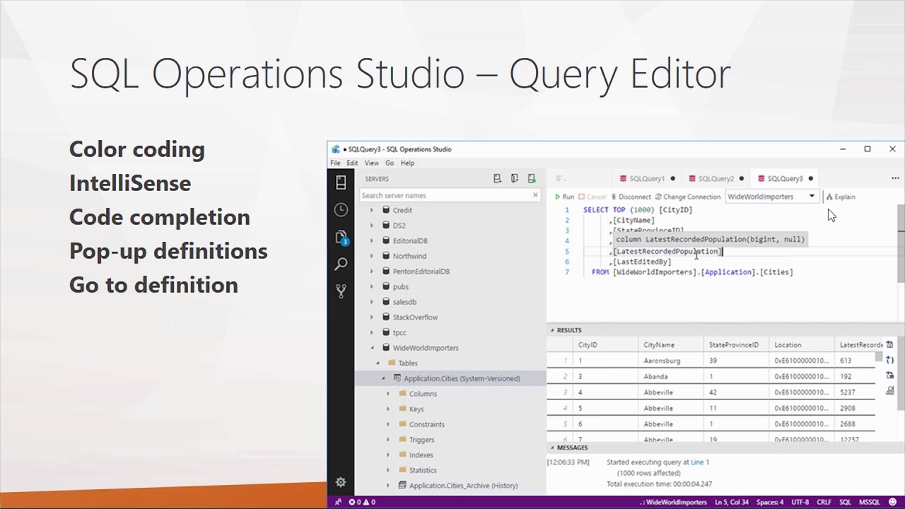 First Look at SQL Operations Studio