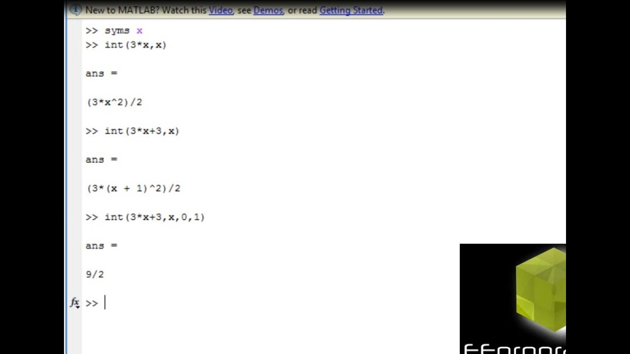 MATLAB tutorial: How to do integration in Matlab using symbolic toolbox