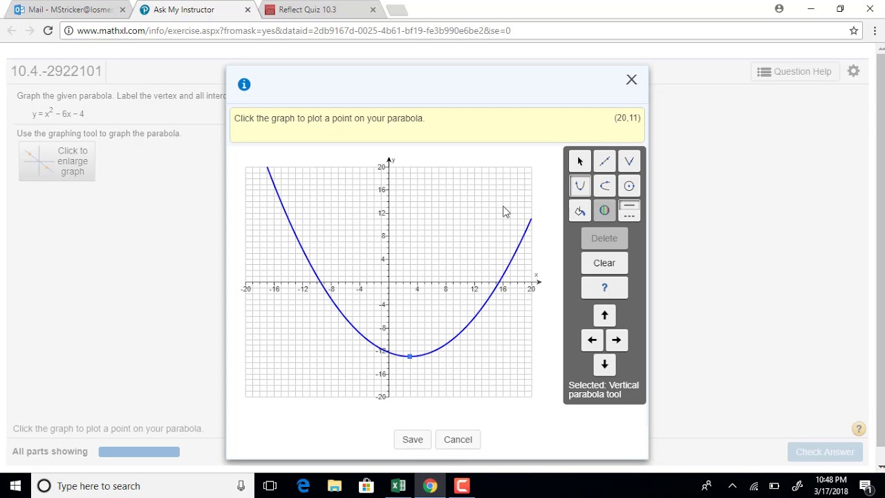 Graphing Parabolas in MyMathLab
