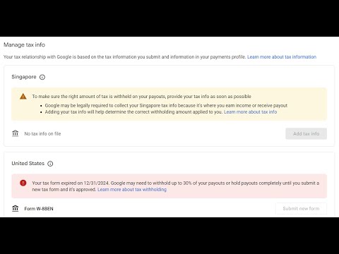 How to Fix Disabled 'Submit New Form' Button in Google AdSense Tax Form | English Tutorial