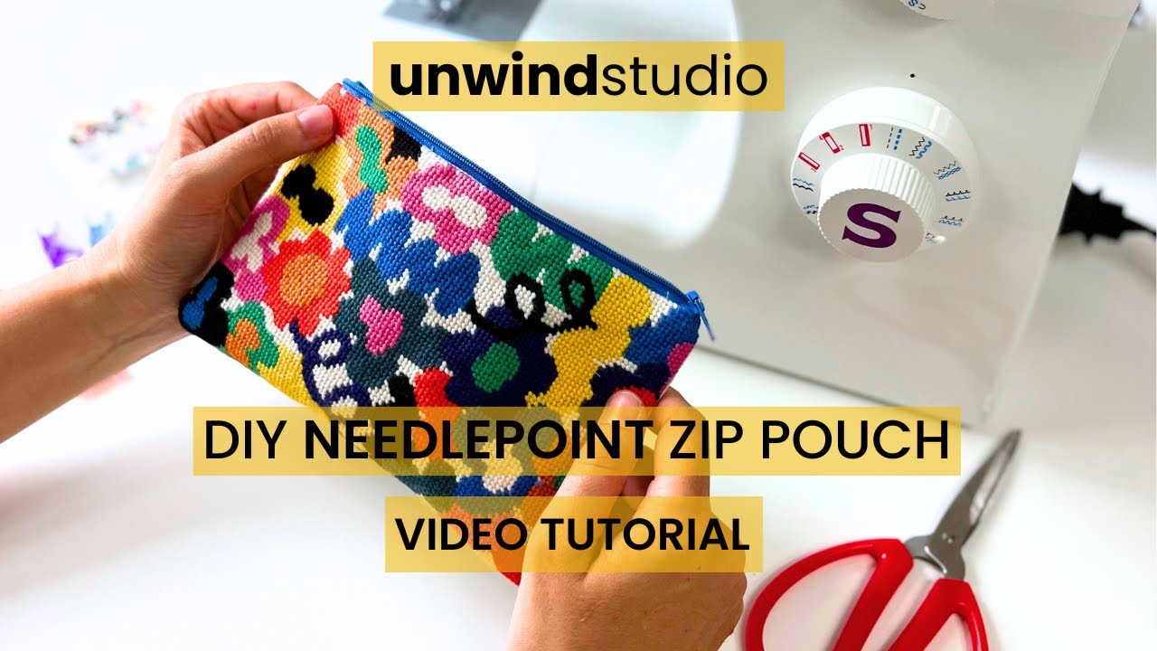 DIY Finishing Needlepoint Zipper Pouch - How to & Video Tutorial