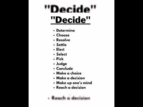 Synonyms of "Decide"