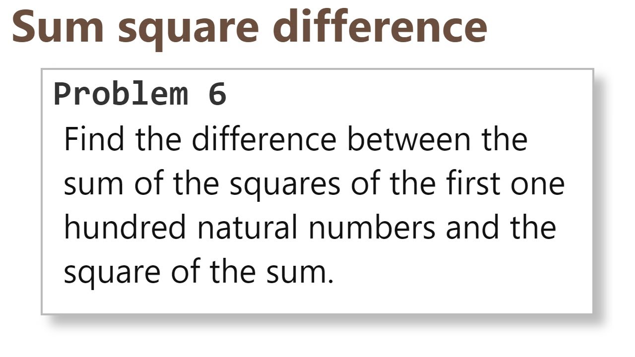 Project Euler: Problem 6 (analysis)