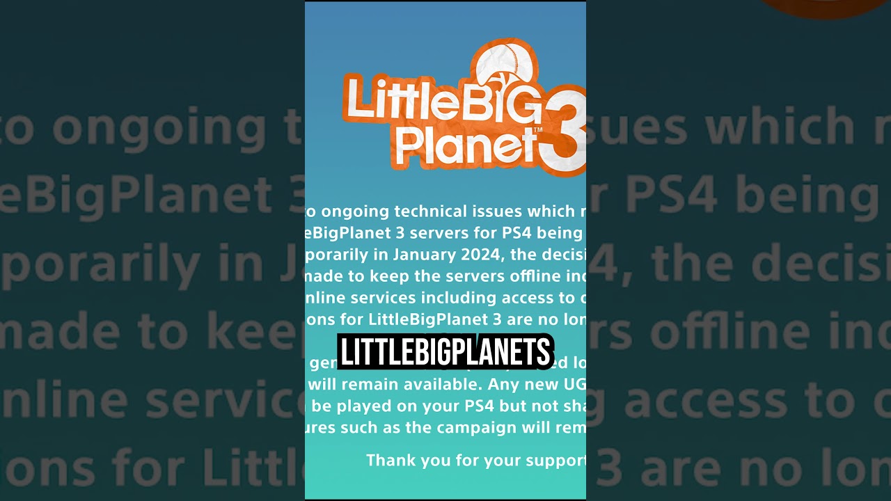 The End of LittleBigPlanet | PlayStation Announces LBP3 Server Shutdown #shorts #playstaion #gaming