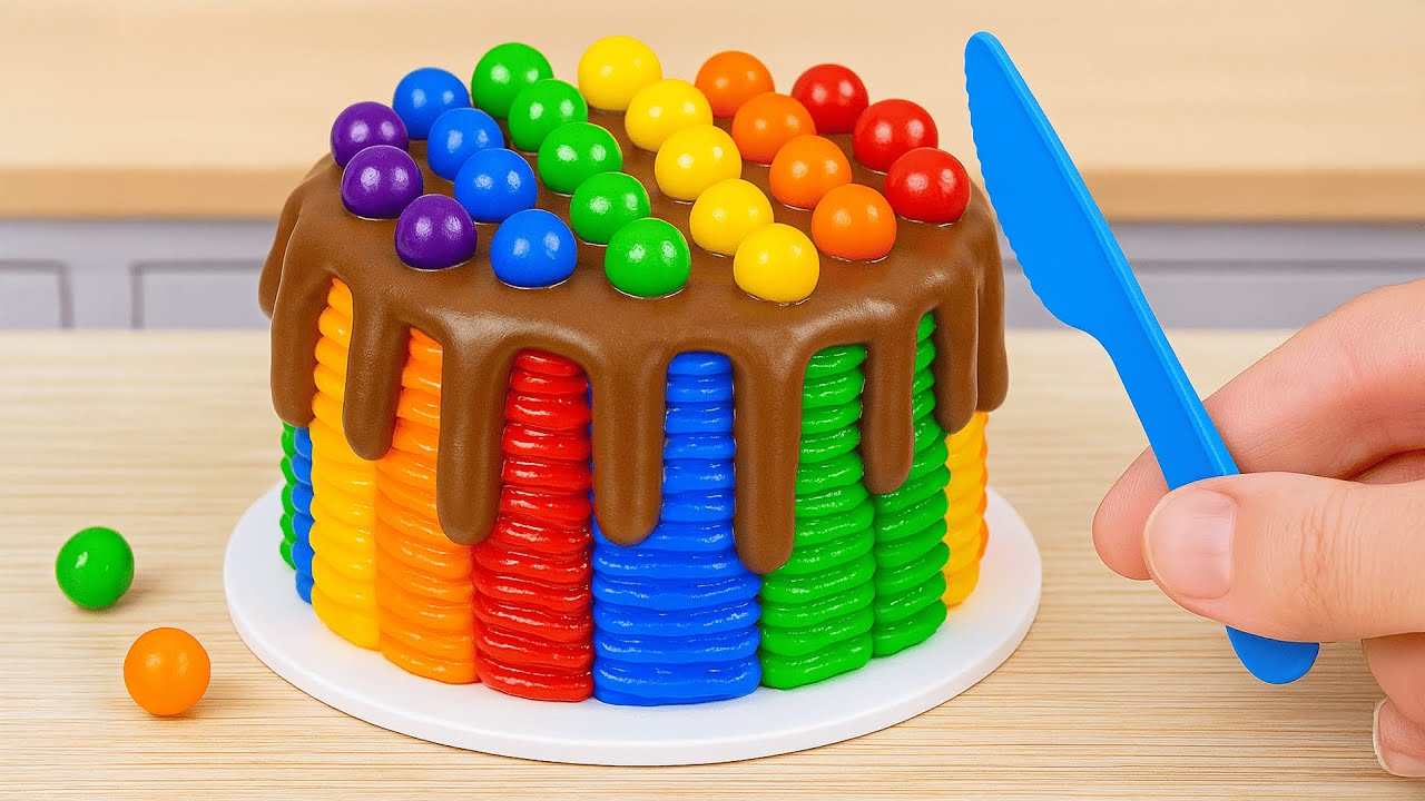 Mini Rainbow Cake Recipe With Chocolate 🌈Sweet Rainbow Chocolate Cake By Sweet Cakes