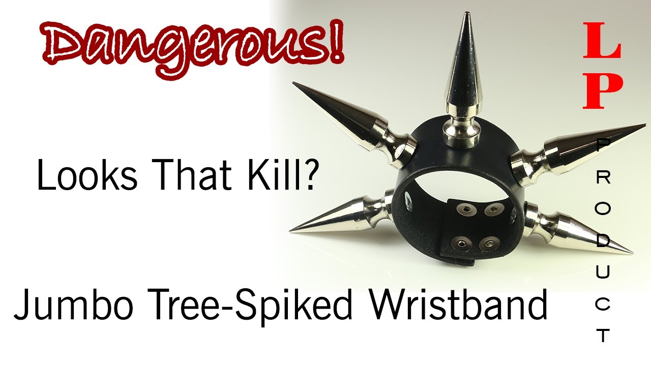 Leather Wristband with Very Large Tree Spikes - LP Product