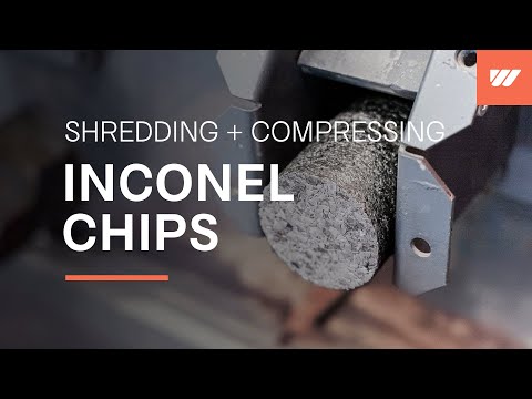 Inconel Metal Chips Shredded and Compressed for Volume Reduction
