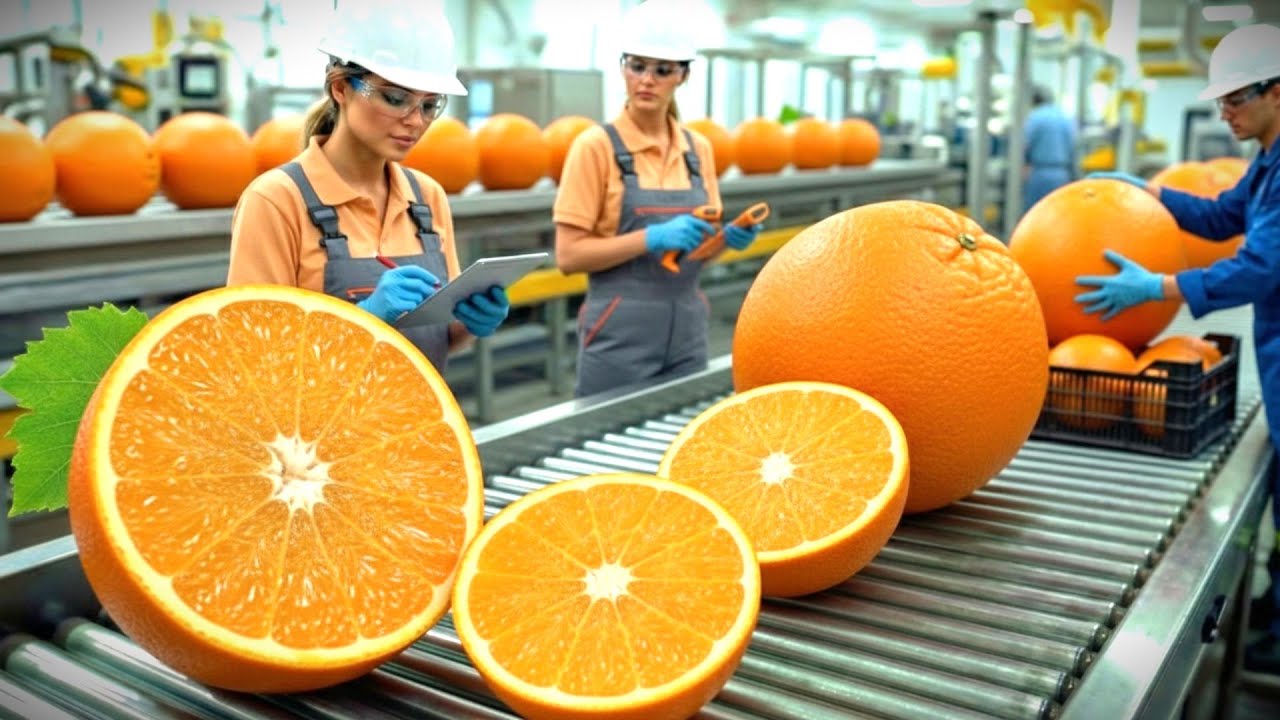 Inside a Modern Orange Processing Factory – Frozen Orange Juice Concentrate Is Made