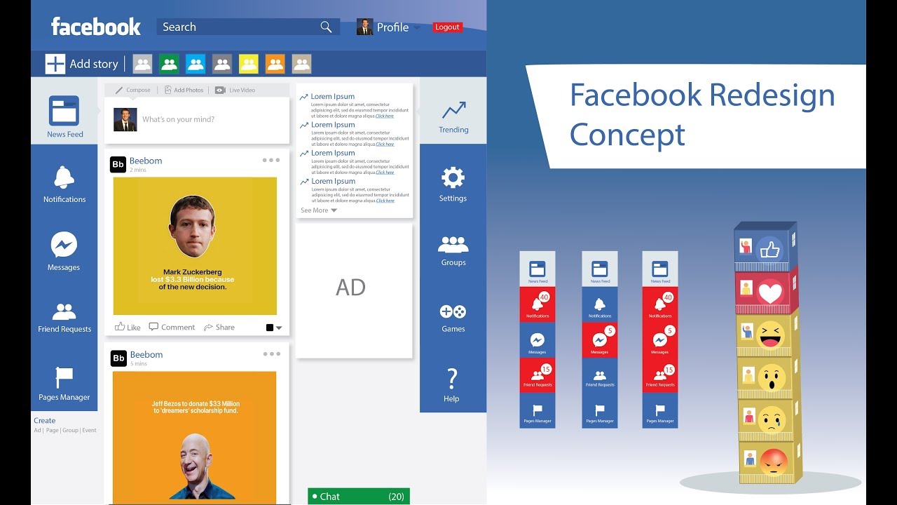 Facebook redesign concept