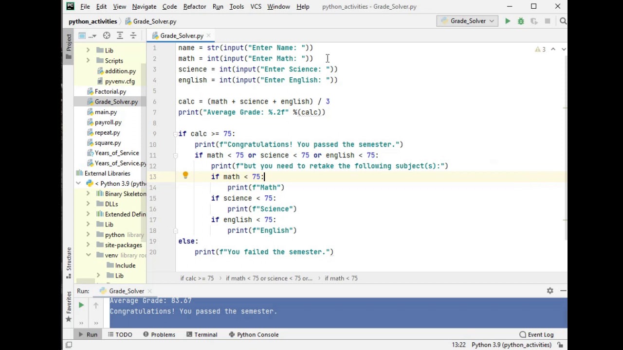 Grade Solver in Python