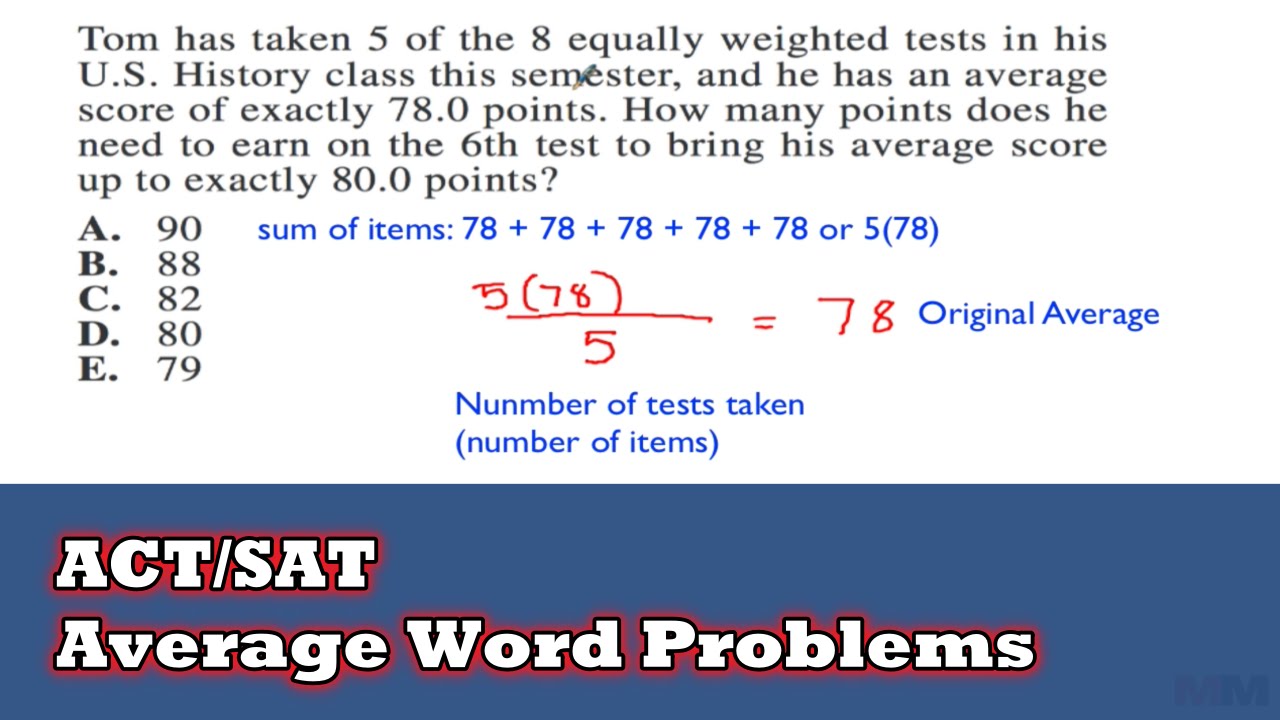 Arithmetic Mean Average Word Problems