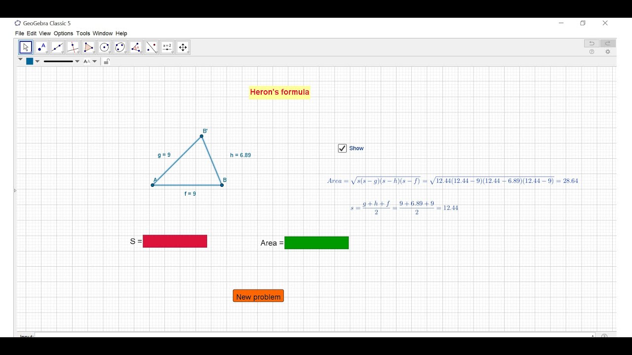 Project 11: Heron's formula on GeoGebra...Attention Maths Teachers