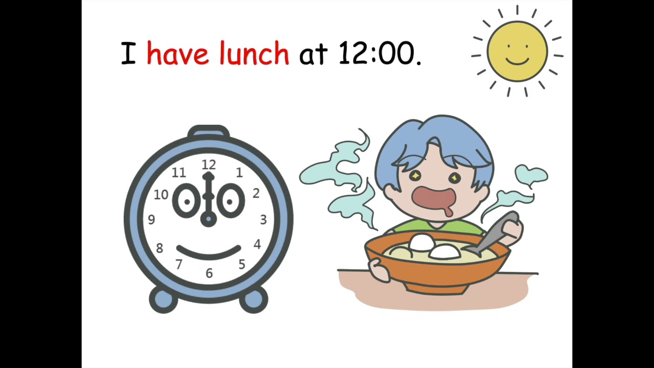 單字：Actions - get up, go to school/bed, have dinner/lunch/breakfast ...