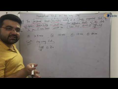 Numerical Number 2 on One way slab - Concrete Structures - GATE Video Lecture - Concrete ...