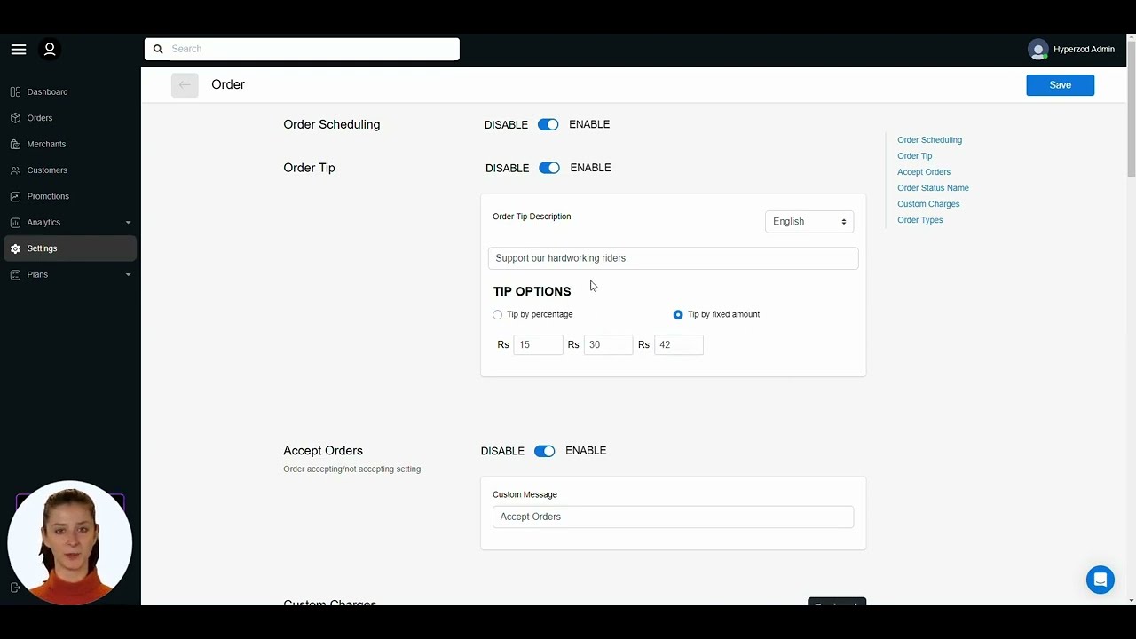 How to configure order setting?