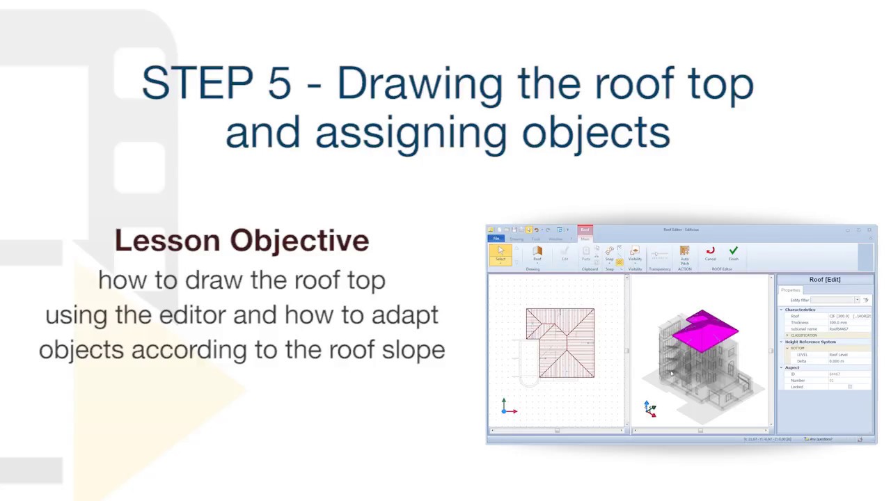 Edificius Tutorial - Drawing a roof top and assigning objects - ACCA software