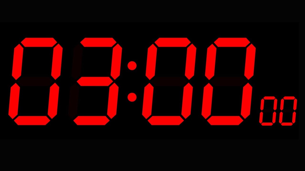3 Minute Countdown Timer ( Big Digit Red Color, Black Background ) /180 Second Countdown Timer