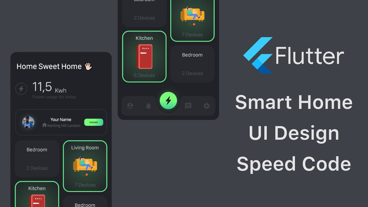 Flutter Smart Home UI Design | Speed Code