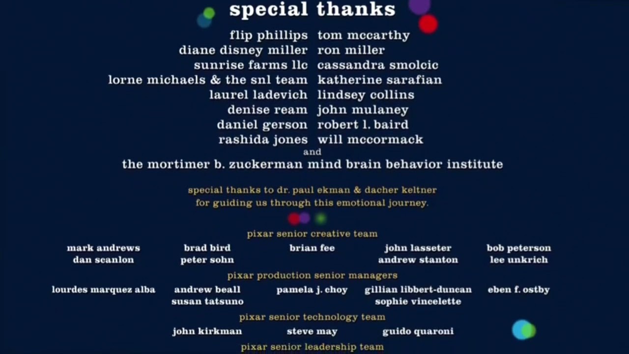 Disney / Pixar Animation Studios (2015) Closing - Inside Out