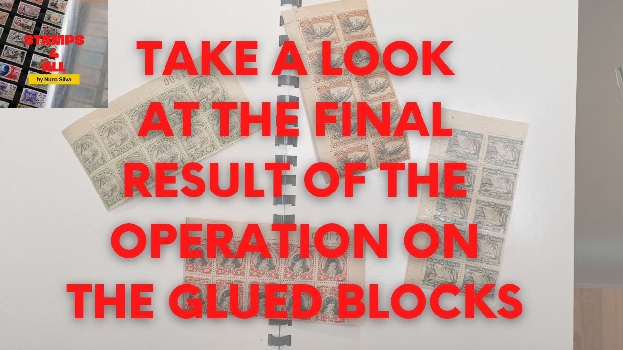 The final result of the operation to recover glued blocks of stamps