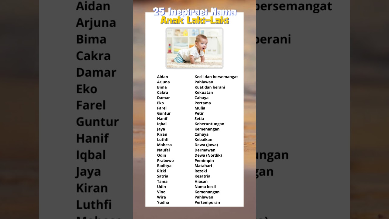 25 Nama anak Laki-Laki & Artinya. #artinama #namaanak