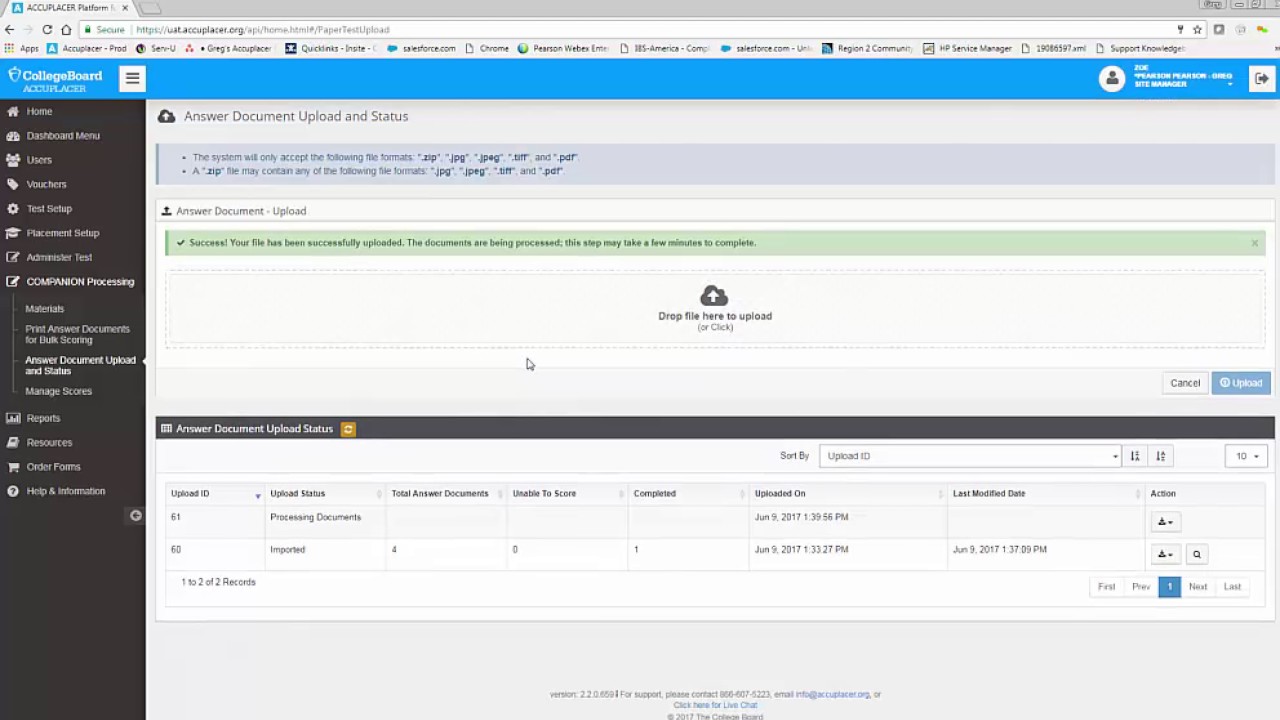 Processing COMPANION Single and Bulk Answer Documents for Scoring