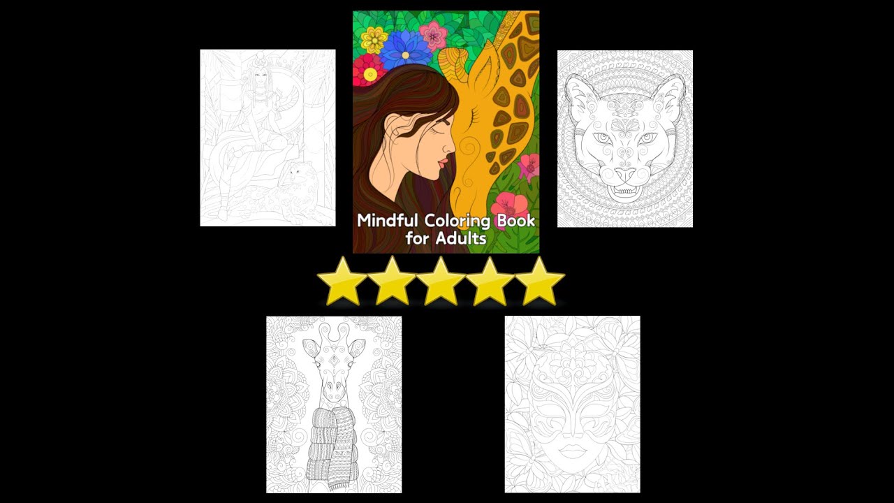 🎭🧘‍♀️👸🦒🦁Mindful Coloring Book for Adults - Color that Stress Away...🕮