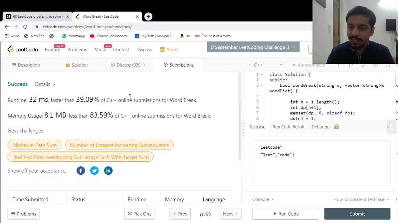 Word Break | Dynamic Programming | Leetcode | 60 Interview problems