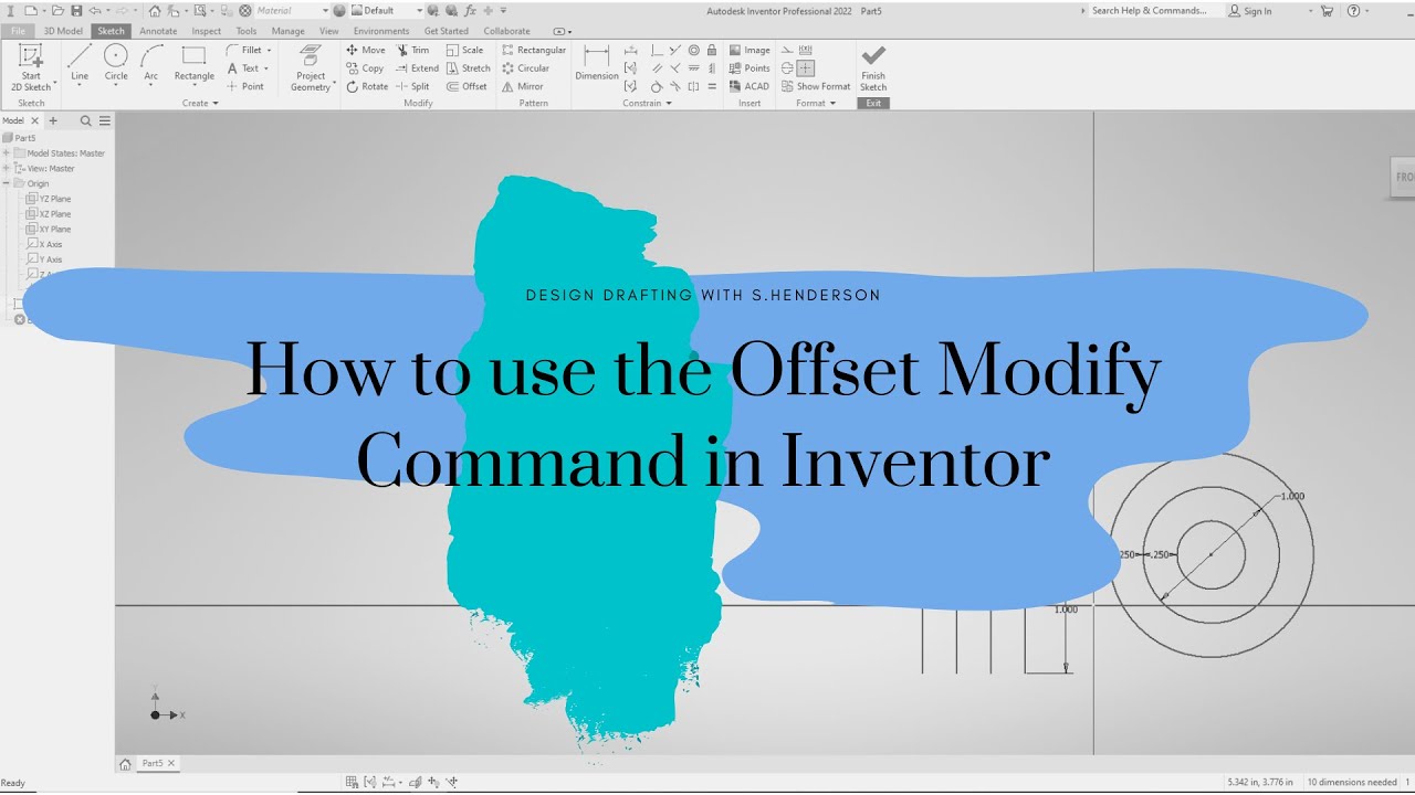 How to use the Offset Modify Command in Inventor | Design Drafting with S.Henderson