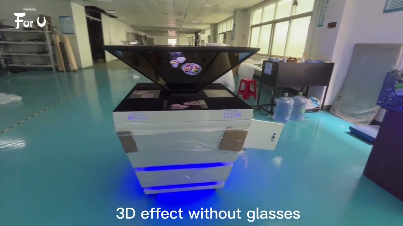 90cm 360 degree 3D holographic lcd display hologram pyramid