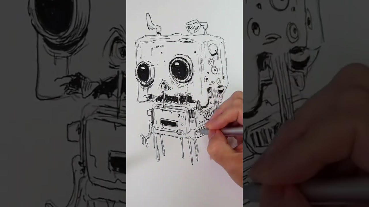 Drone Robots- Timelapse Drawing #drawingtimelapse #inkdrawing #art