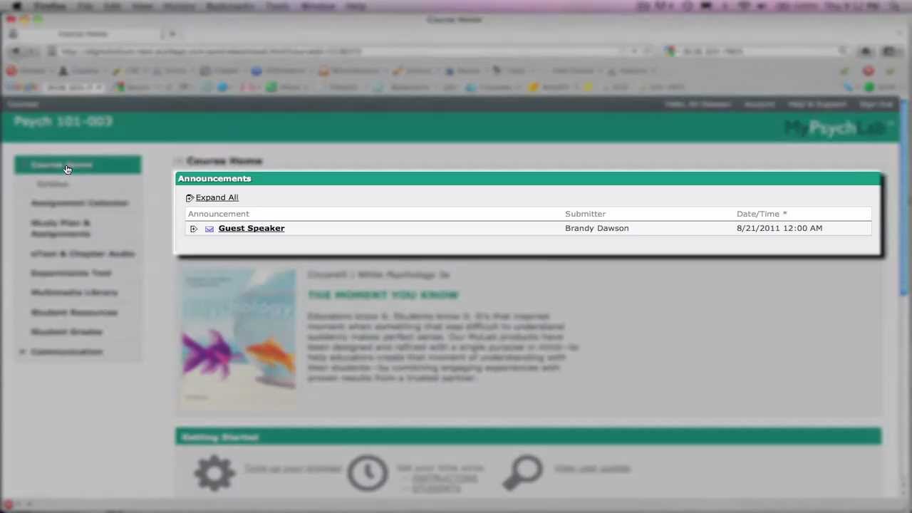 Interface Tutorial:  Pearson MyLab