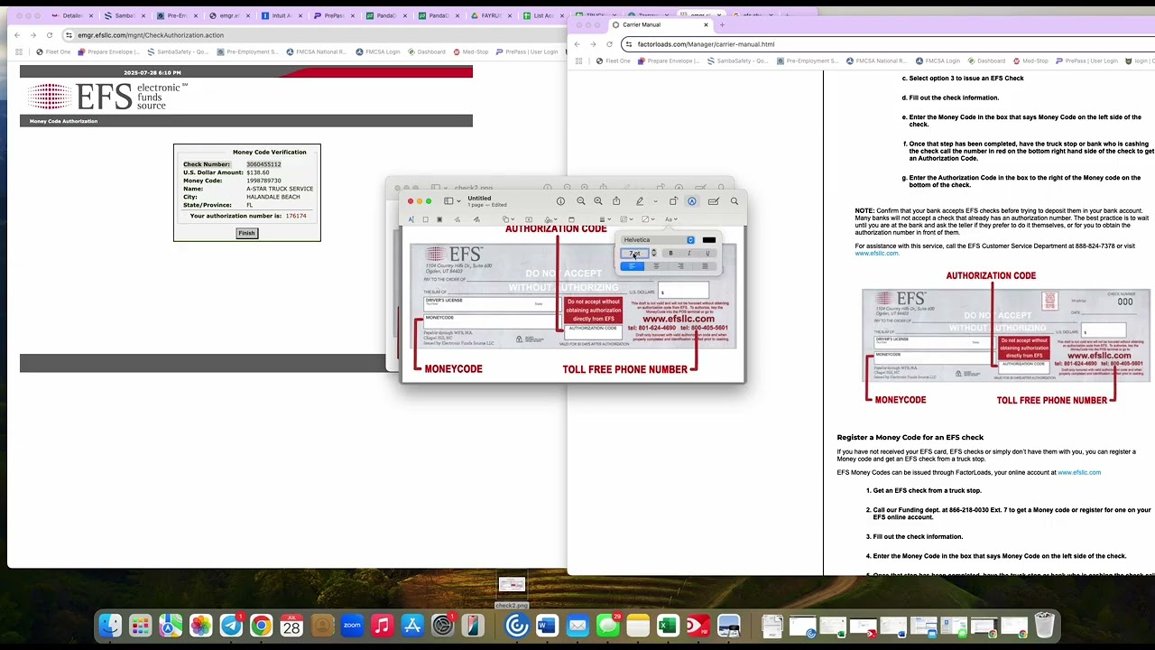 EFS CHECK AUTHORIZATION