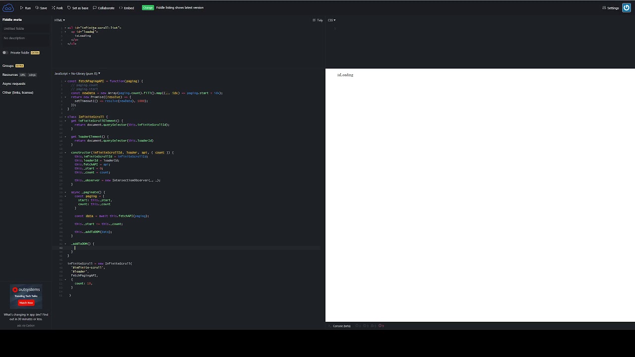 Web Development | Implementing infinite scroll using intersection observer API