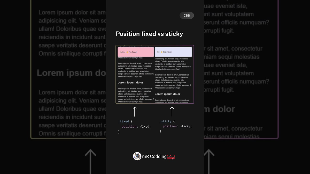 Position Fixed VS Sticky #mrcodding #coding #shorts