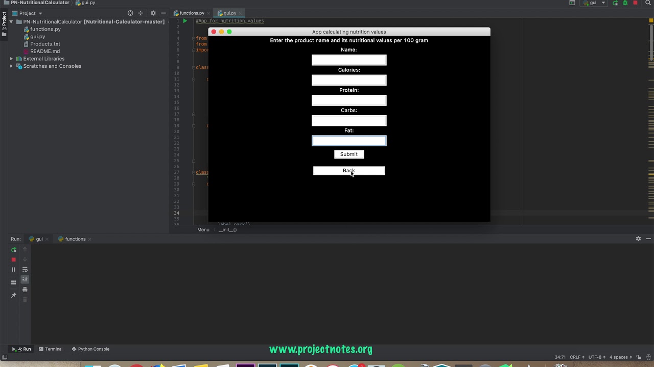 Nutritional Calculator In Python With Source Code