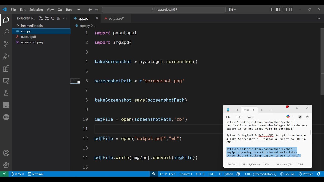 Python 3 img2pdf & PyAutoGUI Script to Automate & Take Screenshot of Desktop & Export to PDF in CMD