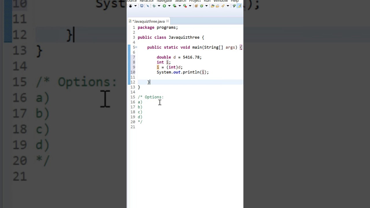 Java Programming Quiz Questions - Q3 -  Java Interview Crackers #Shorts #Programming #Java