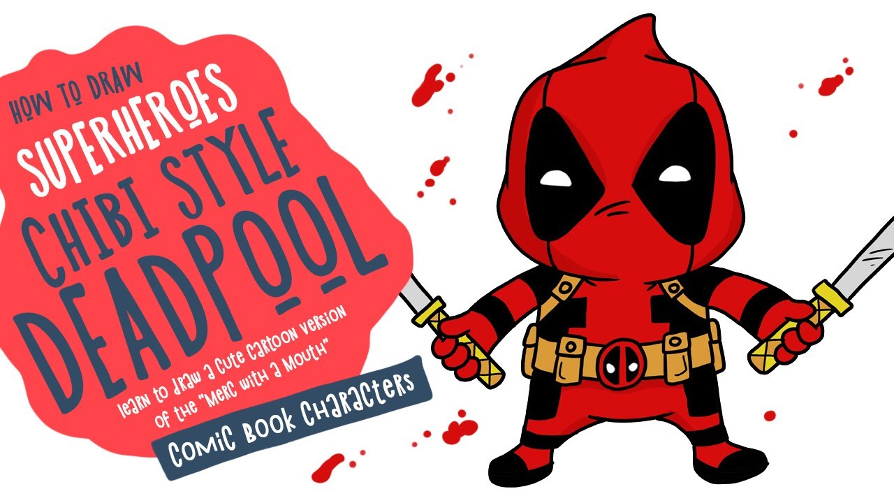 How to draw a Chibi Deadpool (Cute Cartoon Style Deadpool)