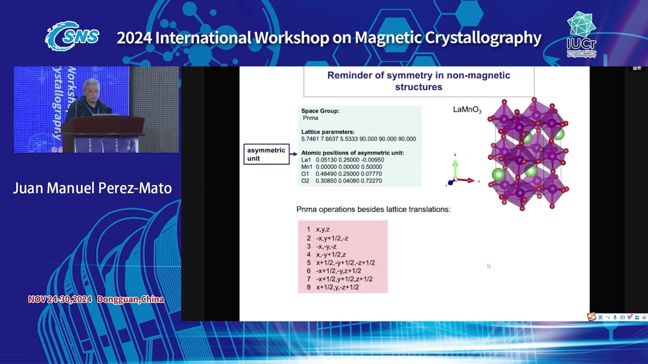Magnetic space groups and the Bilbao Crystallography server by Juan Manuel Perez-Mato (25/11/2024)