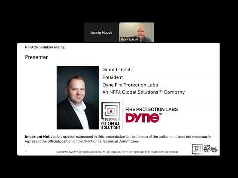 NFPA 25 Sprinkler Testing Webinar presented on 2/12/25