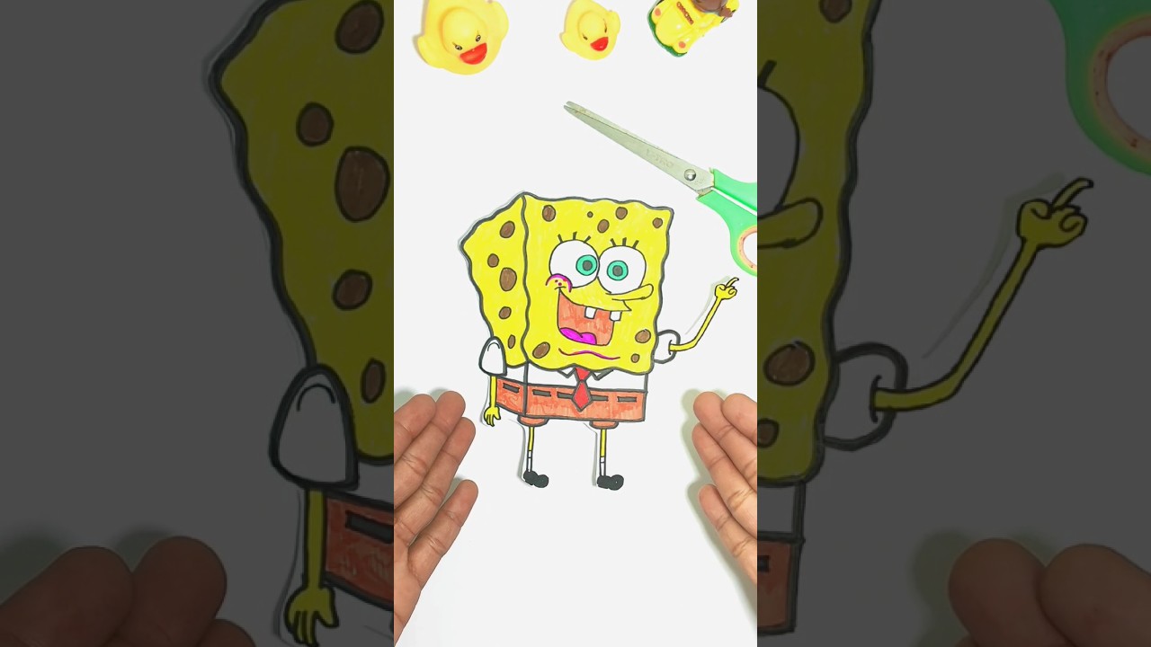 Let's cut out pictures of SPONGEBOB for children | Kertas Warna | #shorts #fyp #2023