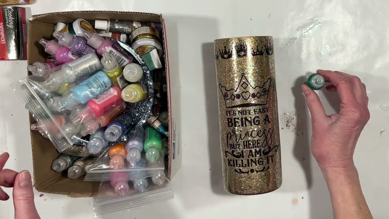 Gold Chunky Glitter Tumbler, Stickles FTW, Waterslides