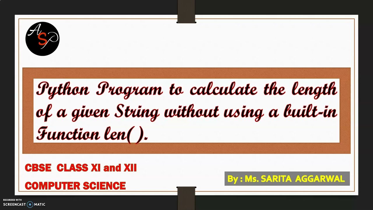Python Program to calculate length of a String without using built-in function len() | Class 11 & 12