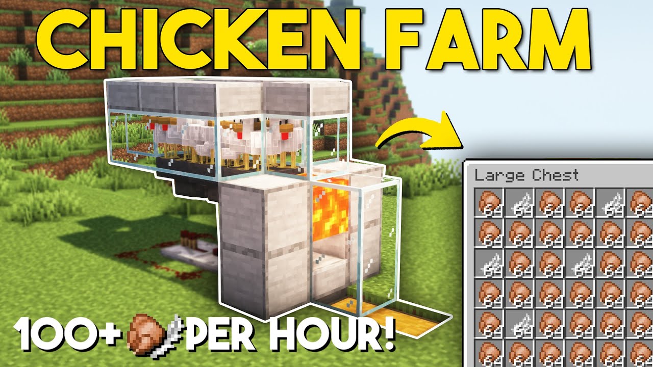 Easy Automatic Chicken Farm in Minecraft 1.20 | 100+ Per Hour [Tutorial]