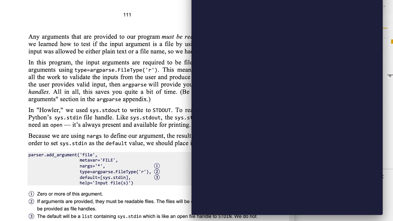 Tiny Python Projects: Ch 6 Pt 2 (Using argparse.FileType input)
