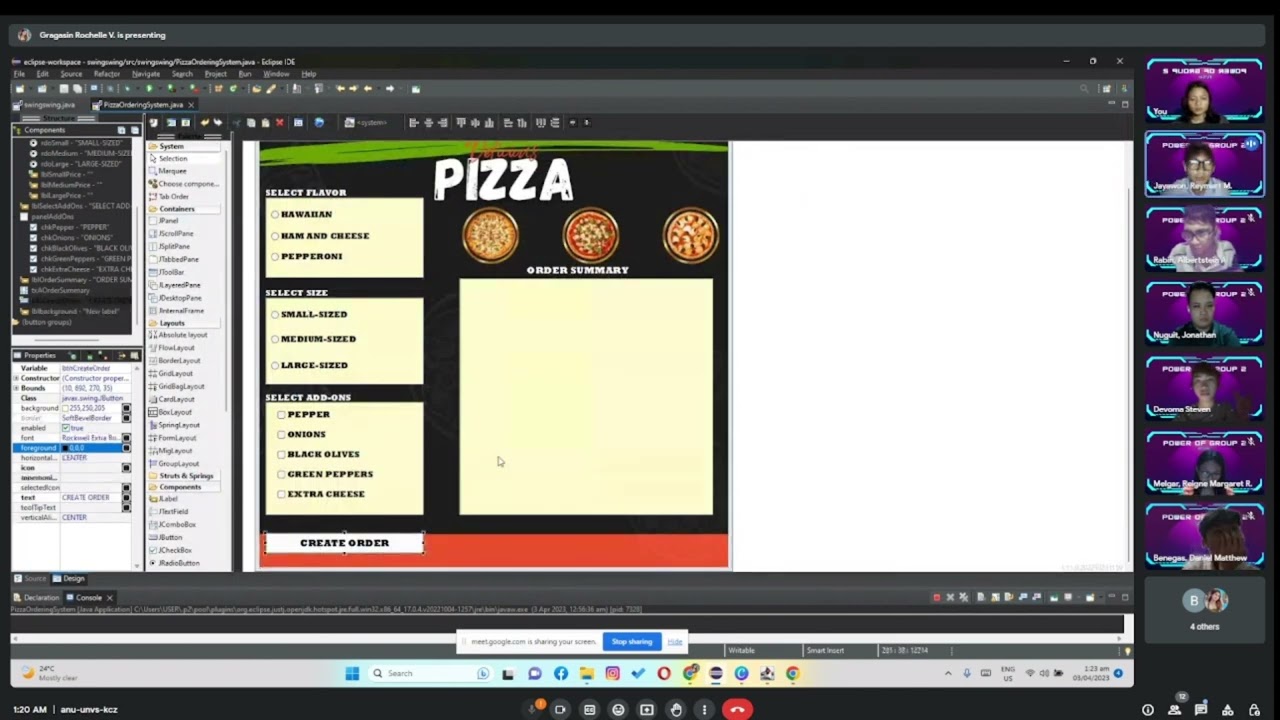 Pizza Ordering System using Java Swing GUI