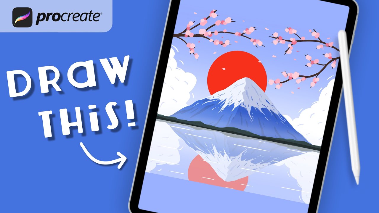 Procreate Step by Step Tutorial - Mt. Fuji - Draw With Me - iPad Art -Digital Landscape Illustration