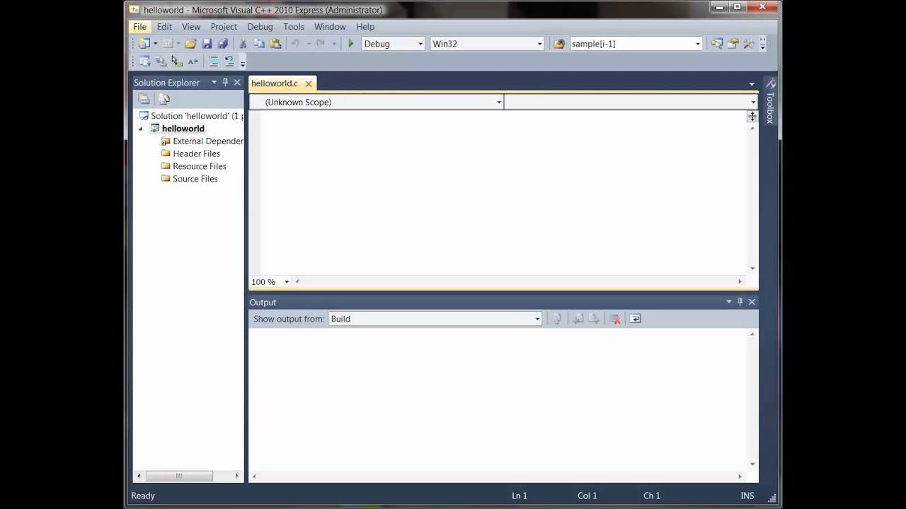 Win32 Console Application using Microsoft Visual C++ 2010 Express