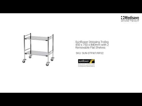 Sunflower Dressing Trolley 450 x 750 x 840mm with 2 Removable Flat Shelves SUN STFW7 RFS2